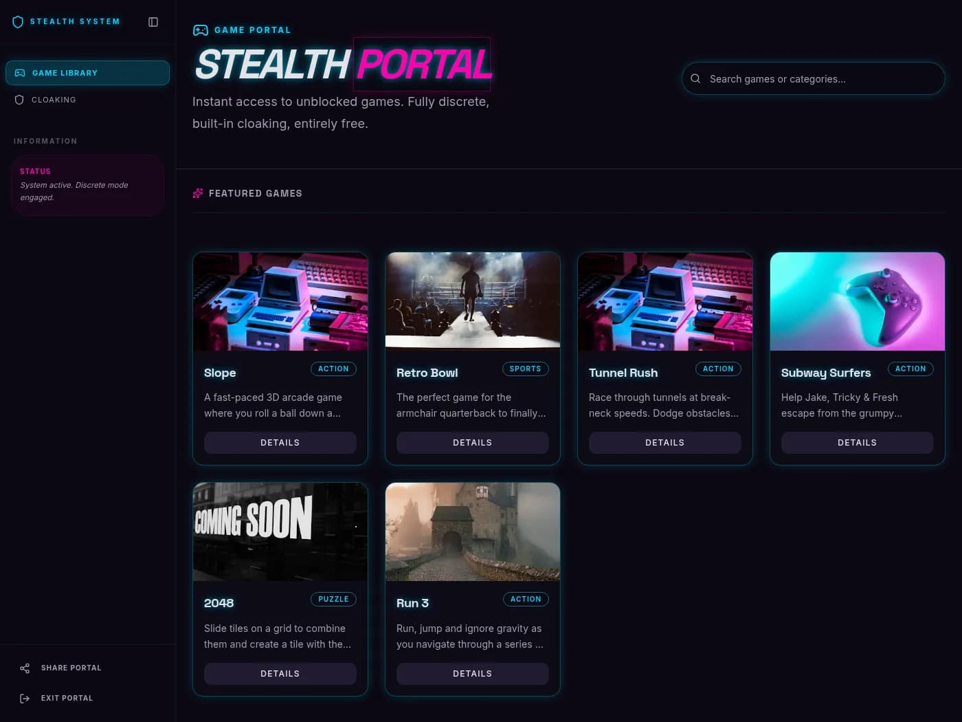 Stealth Game Portal