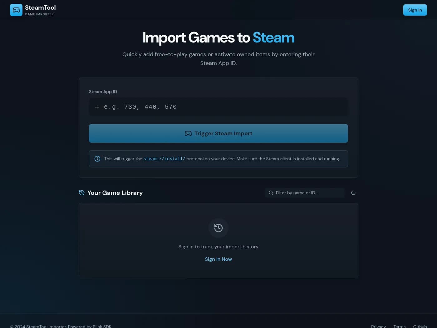 Steam Game Importer