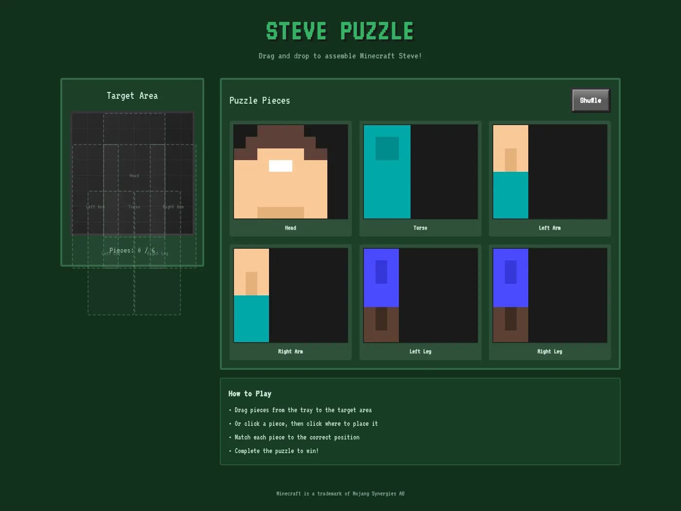 Minecraft Steve Puzzle