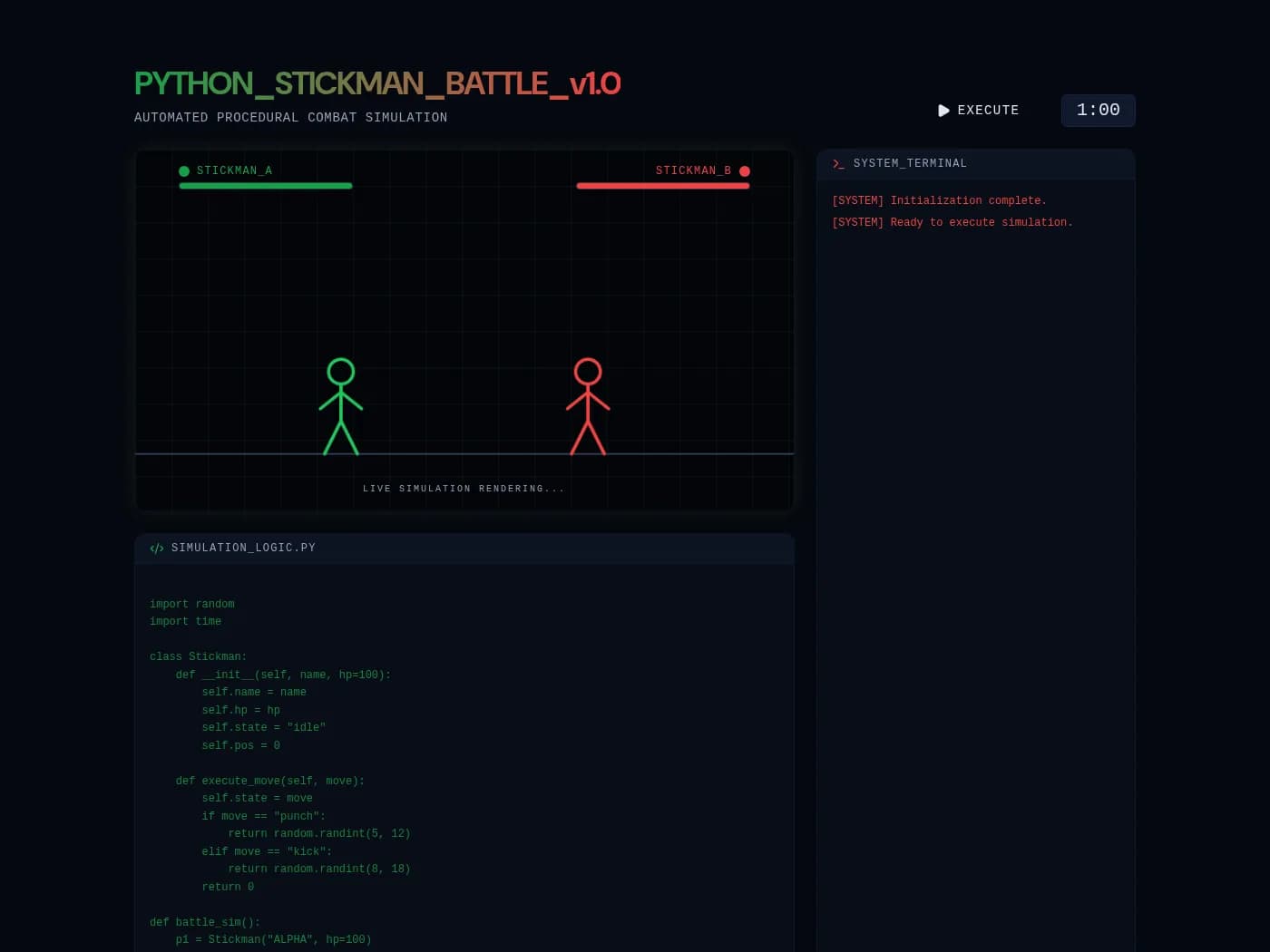 Python Stickman Battle