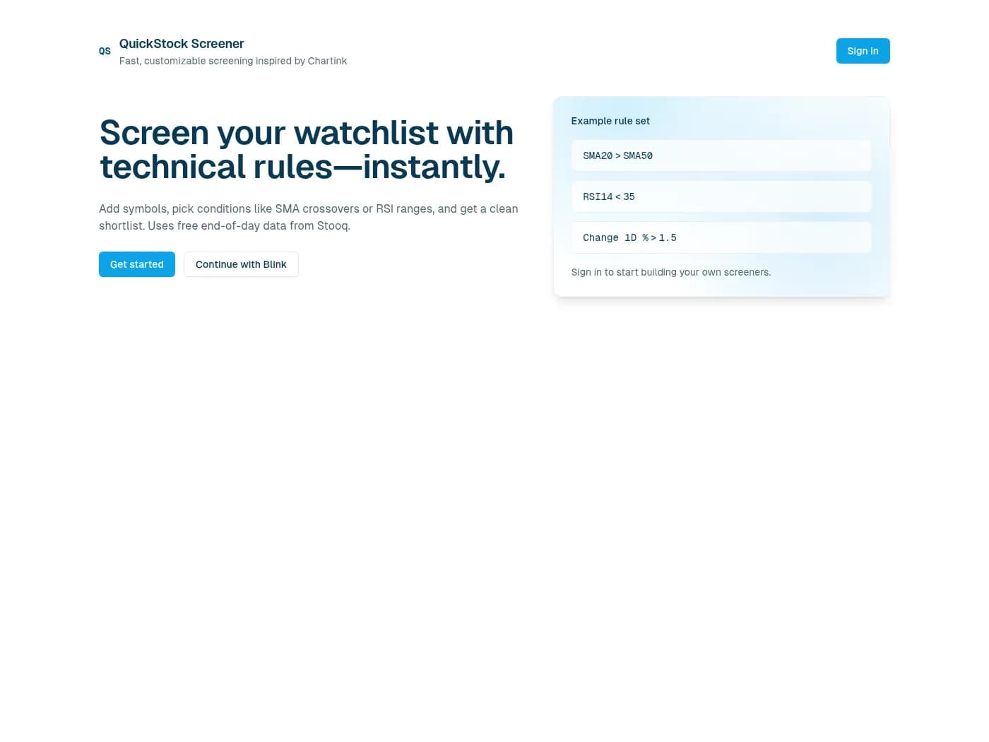 QuickStock Screener