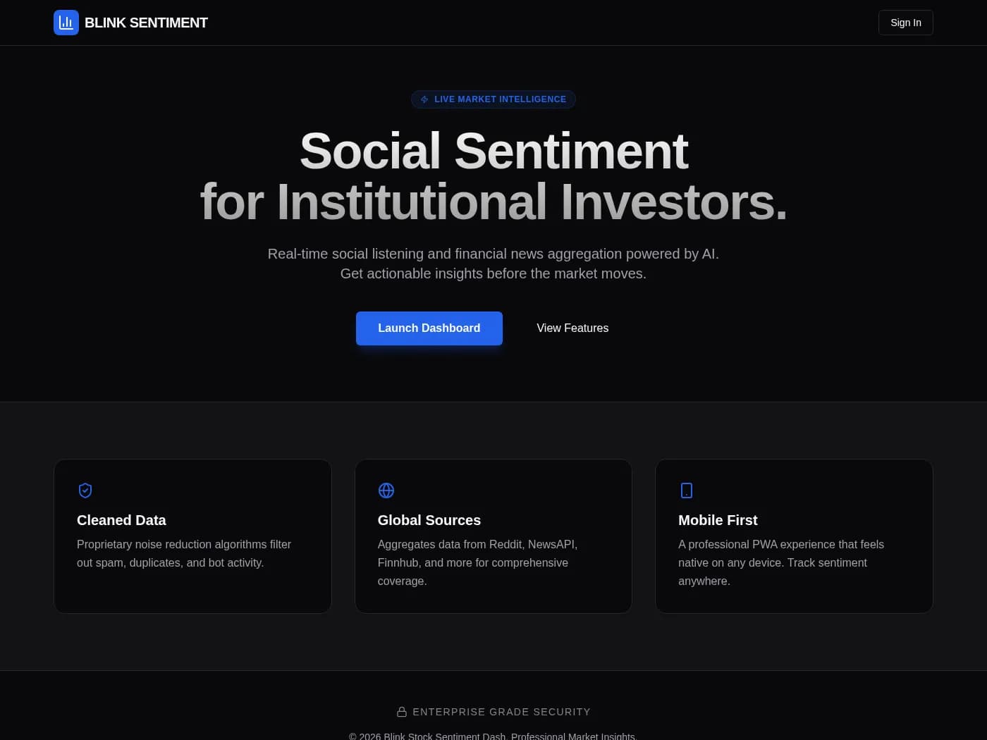 Blink Stock Sentiment Dash