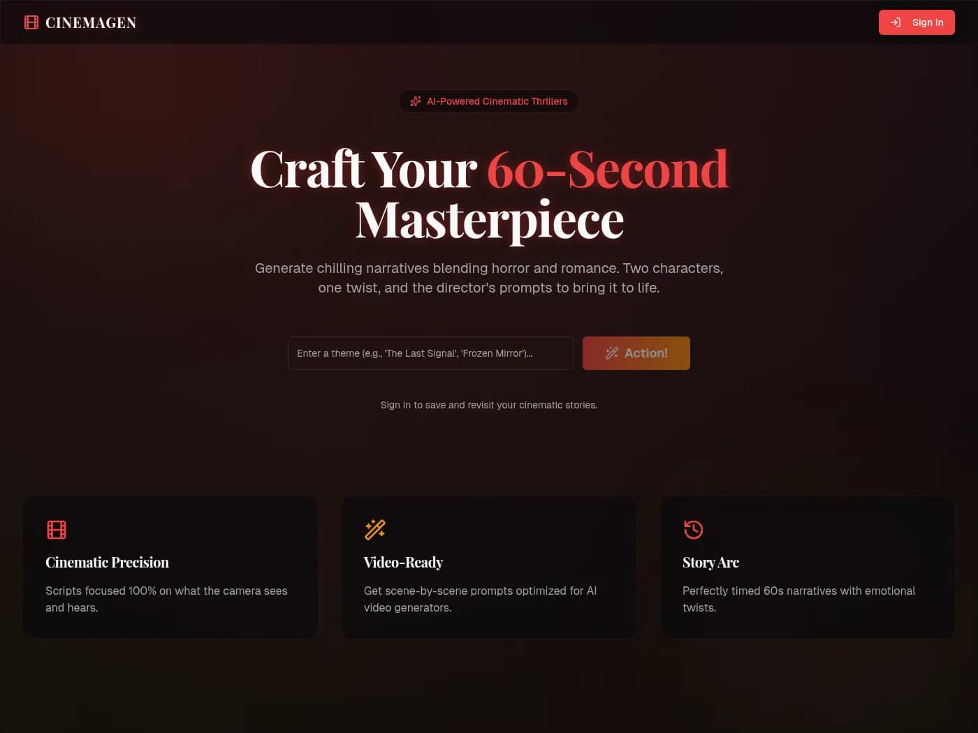 Cinematic Thriller Story Generator