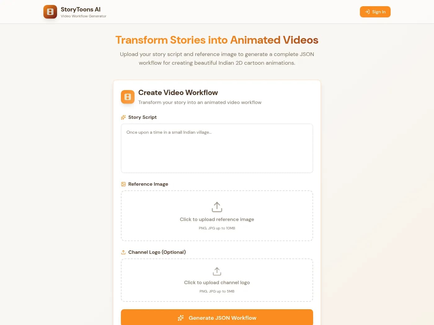StoryToons AI Workflow
