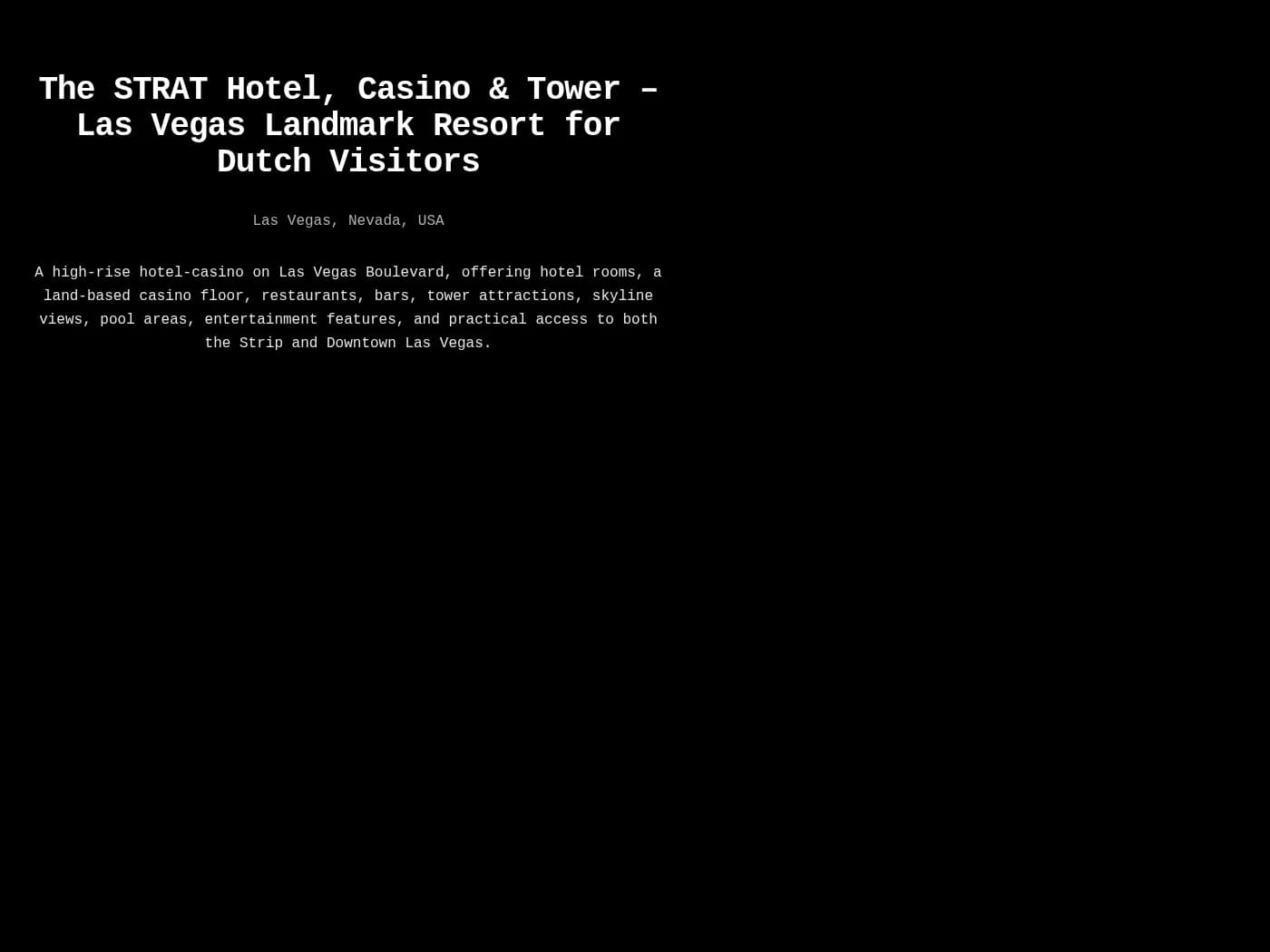 STRAT Hotel Dutch Guide