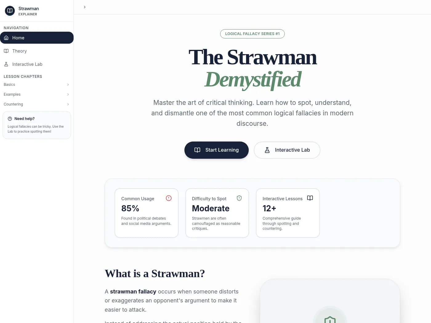 Strawman Theory Explainer