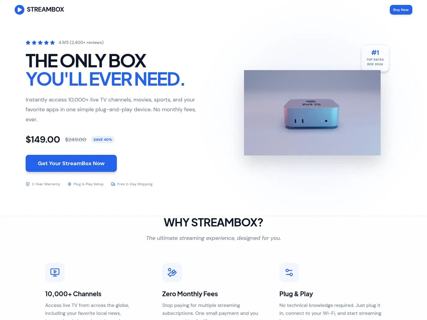 StreamBox Landing Page