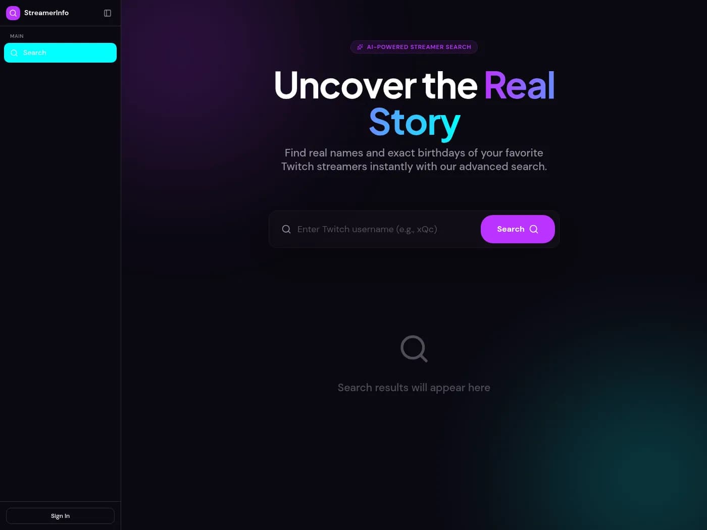 Streamer Info Finder