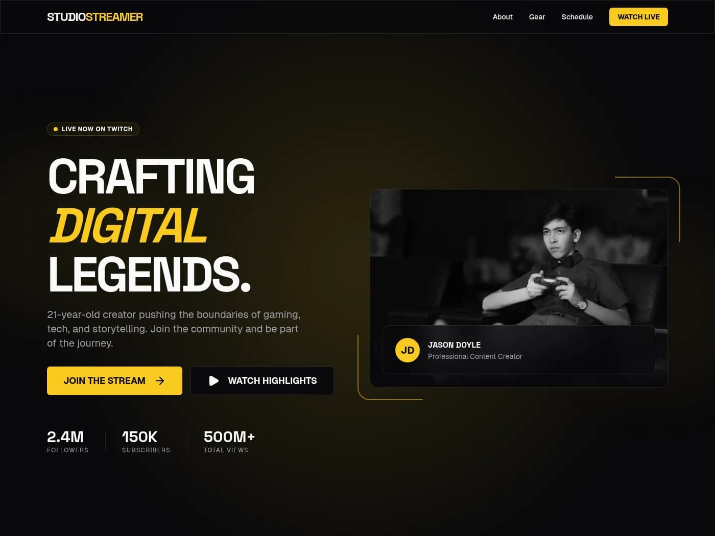 Studio Streamer Landing