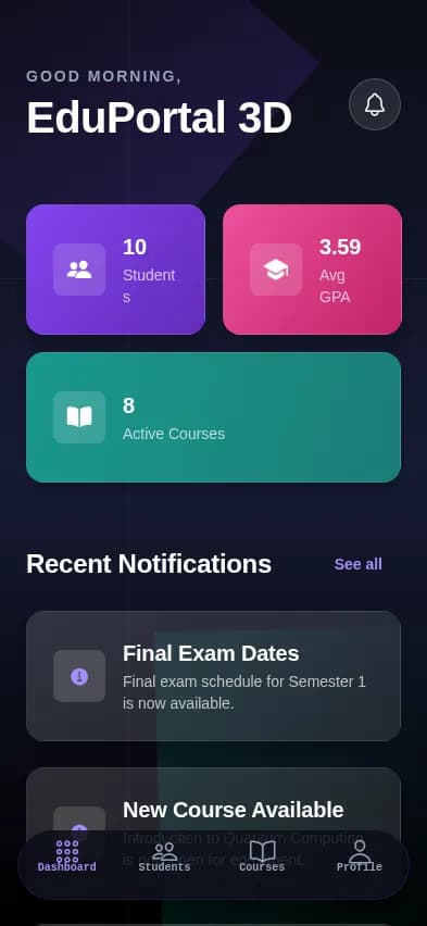3D Student Info Hub
