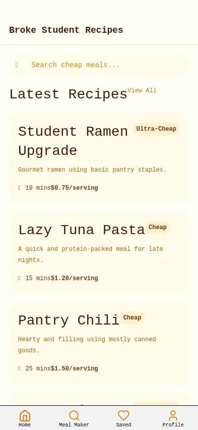 Broke Student Recipes