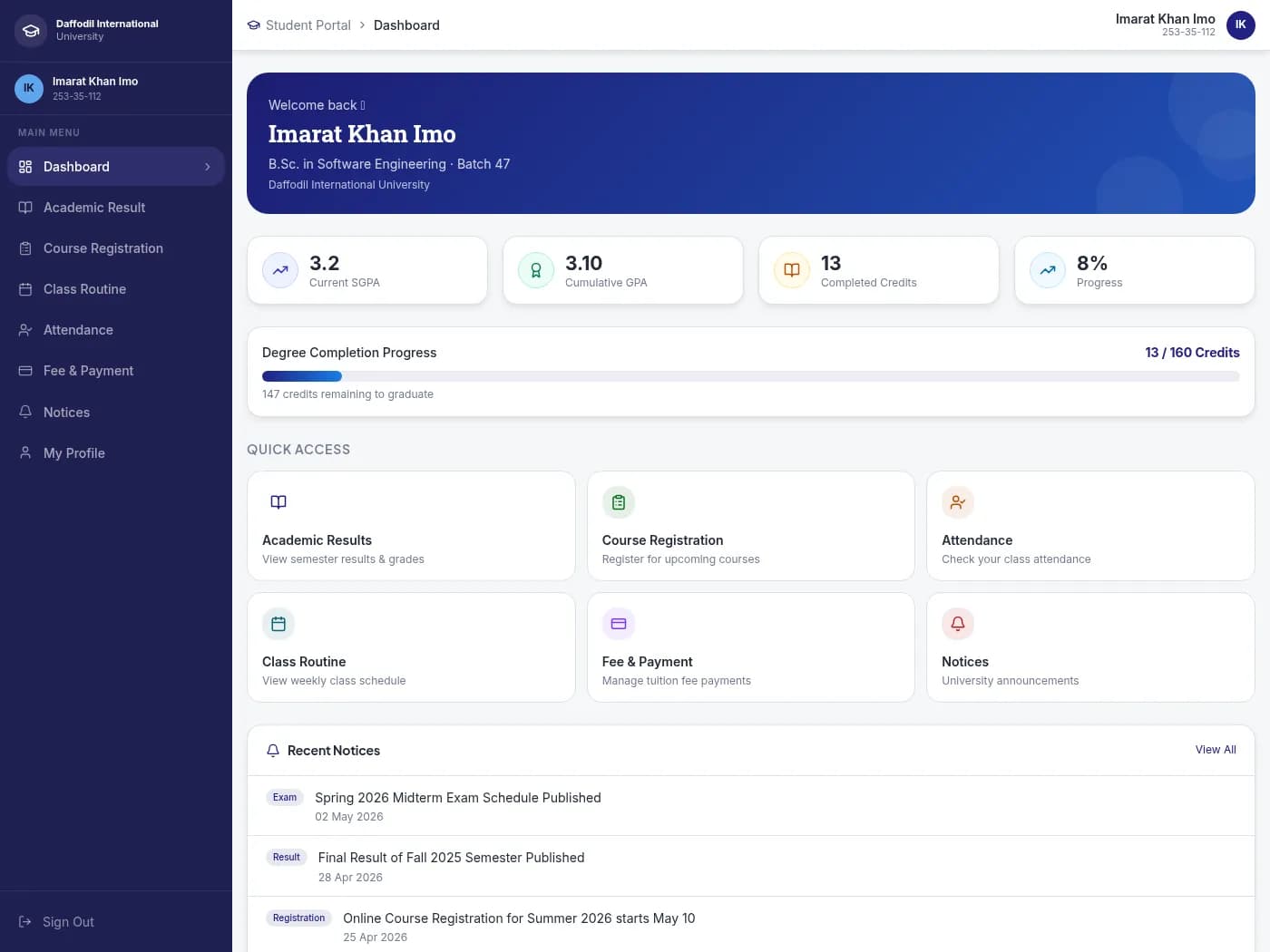 Imarat Student Portal