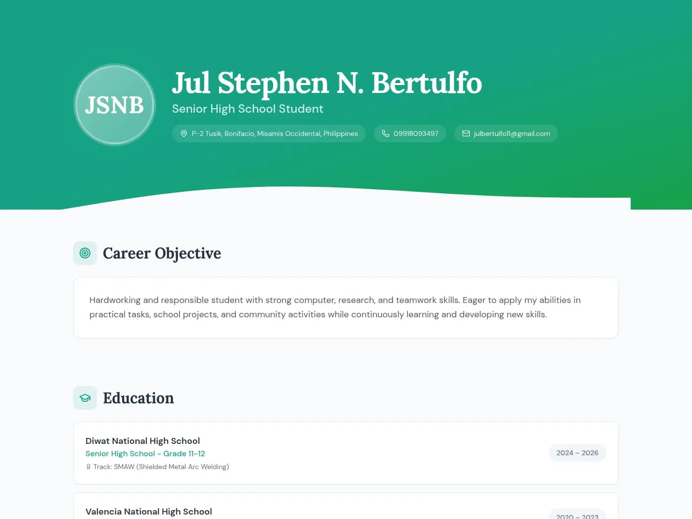 Student Portfolio Builder