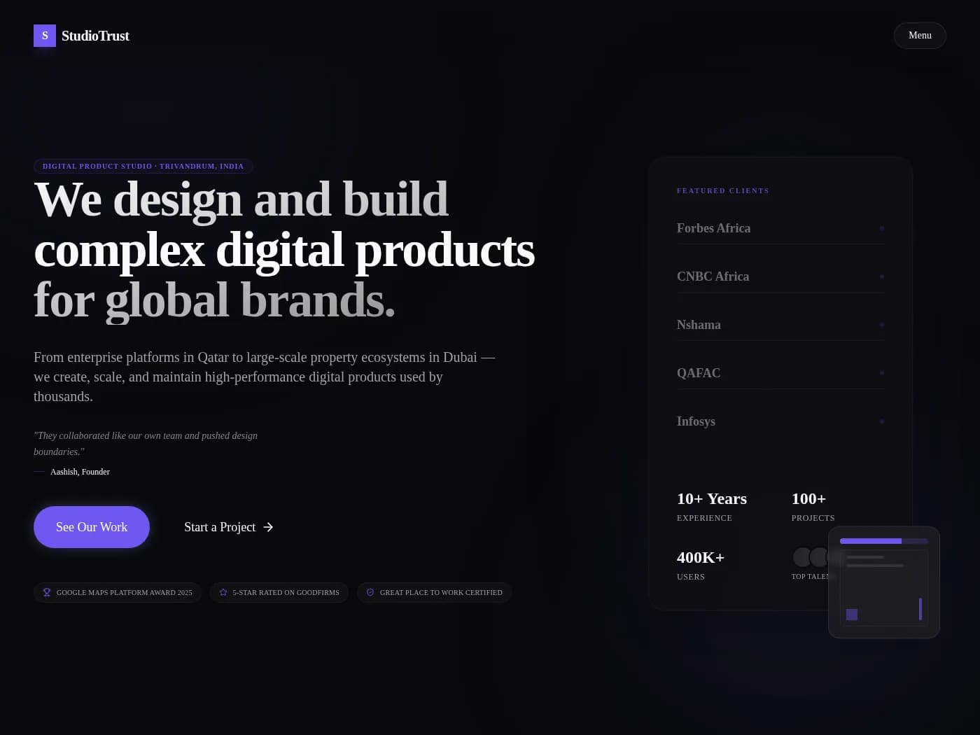 StudioTrust Hero UX