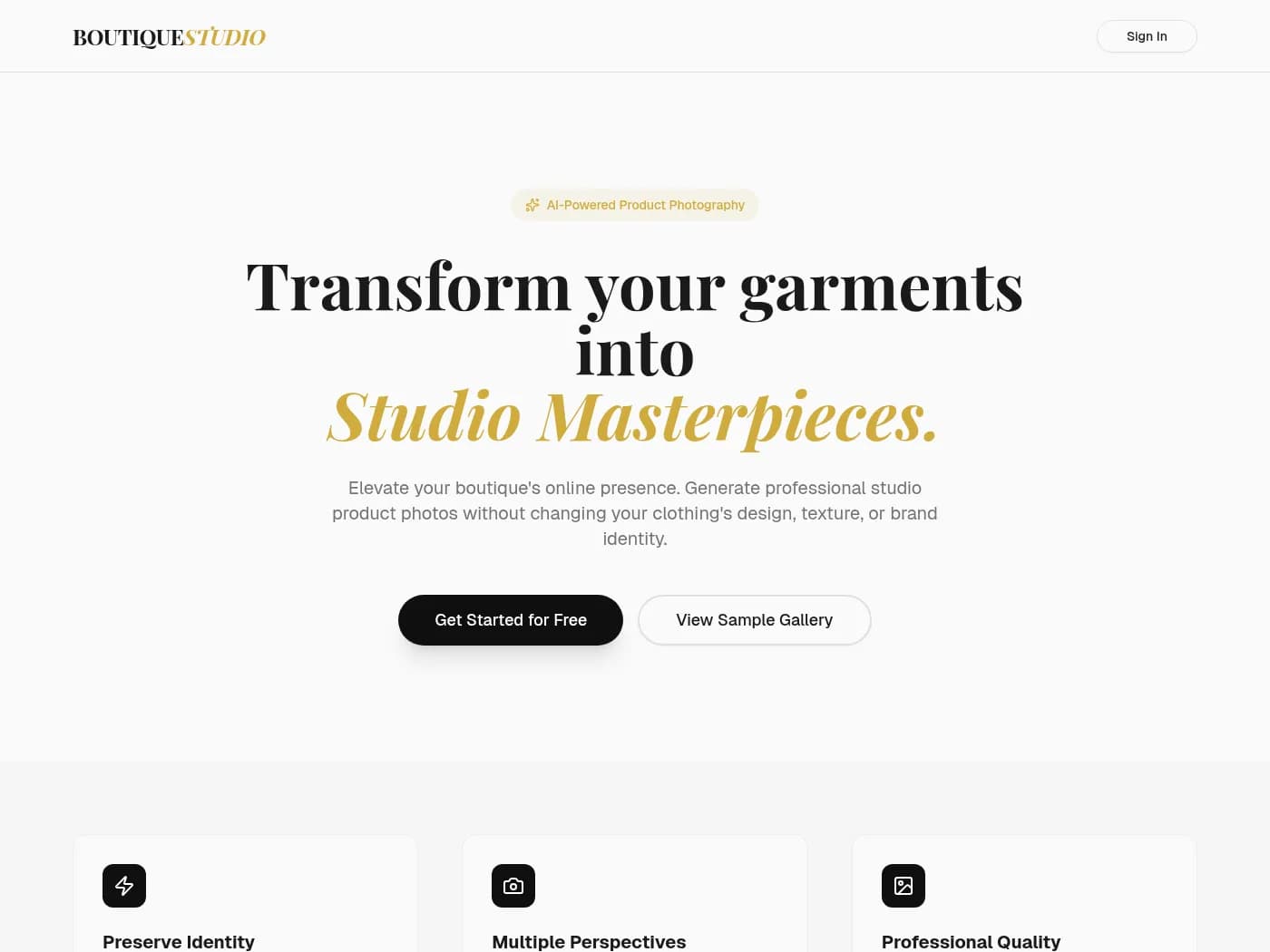 StudioShot Boutique App