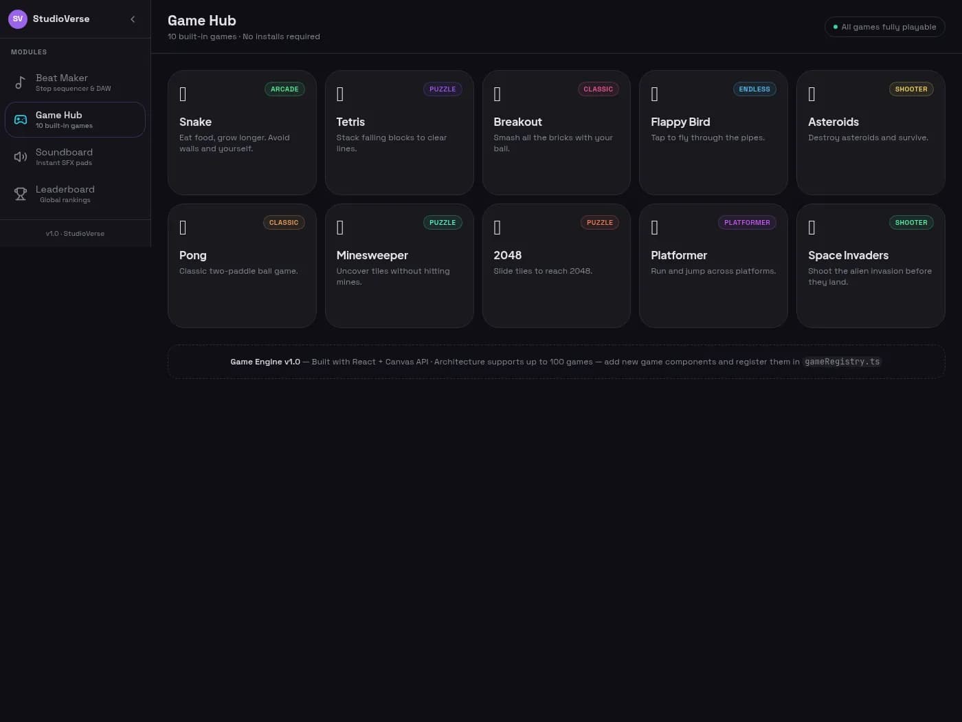 StudioVerse Dashboard