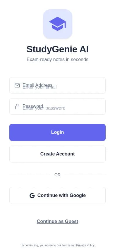 StudyGenie AI Notes App
