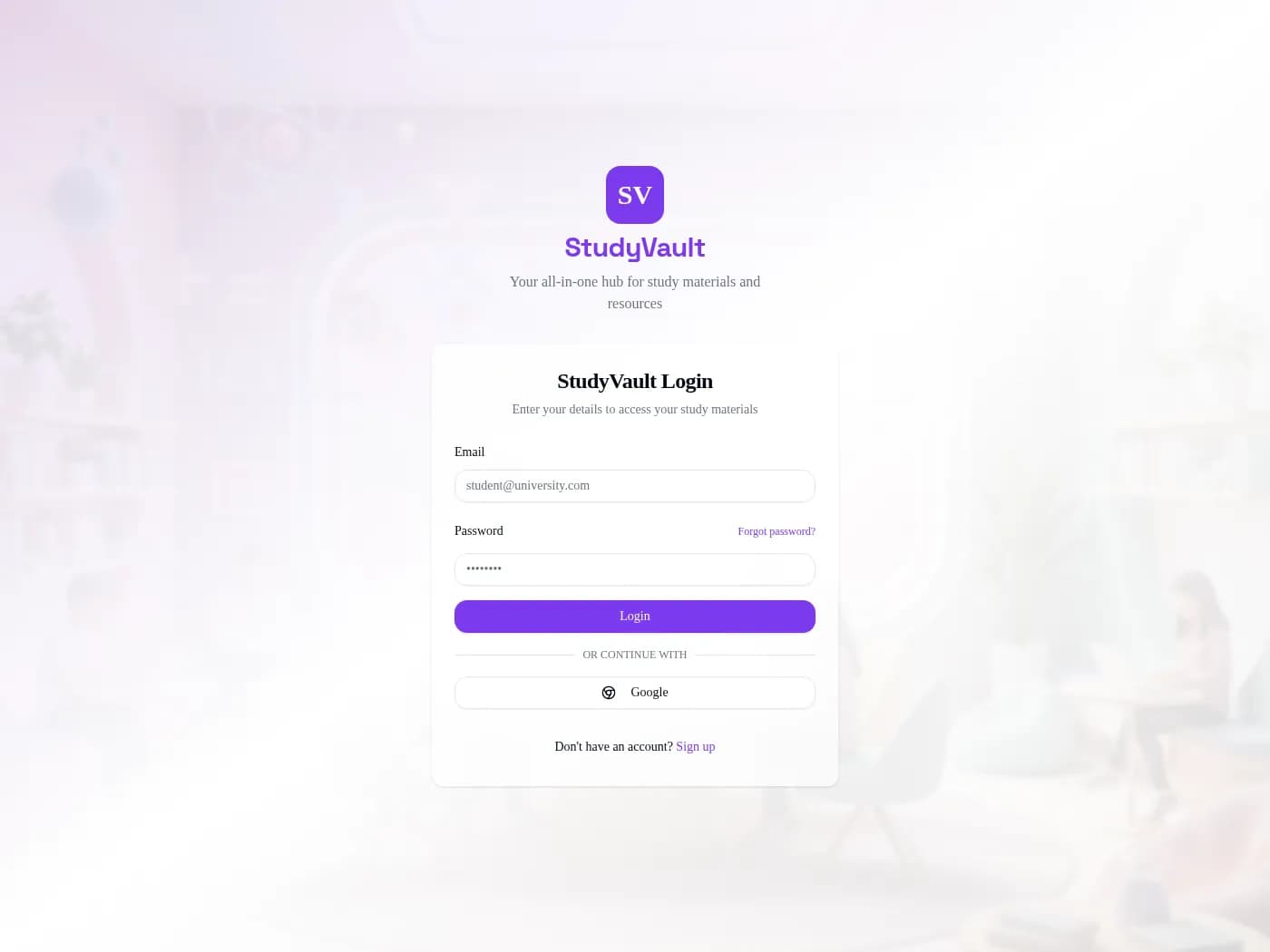 StudyVault Web App