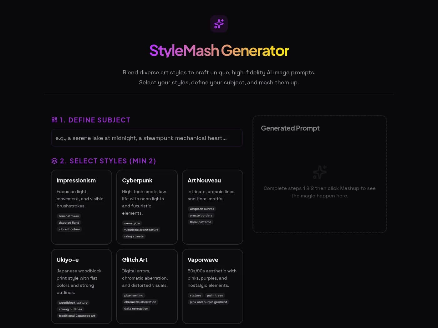 StyleMash Prompt Generator