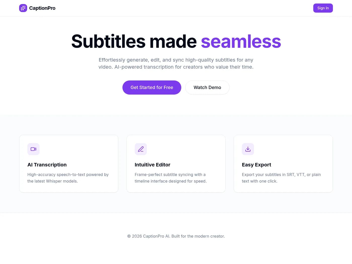 Sleek Subtitle Generator