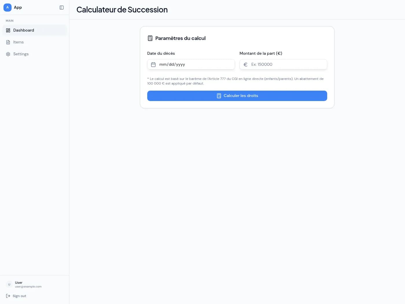 Succession Calculator France
