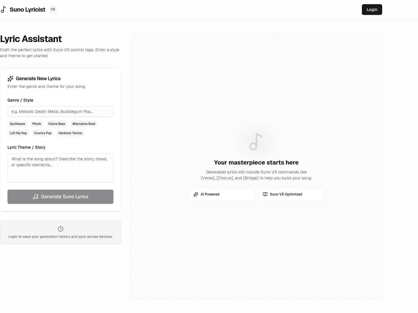 Suno Song Lyric Generator