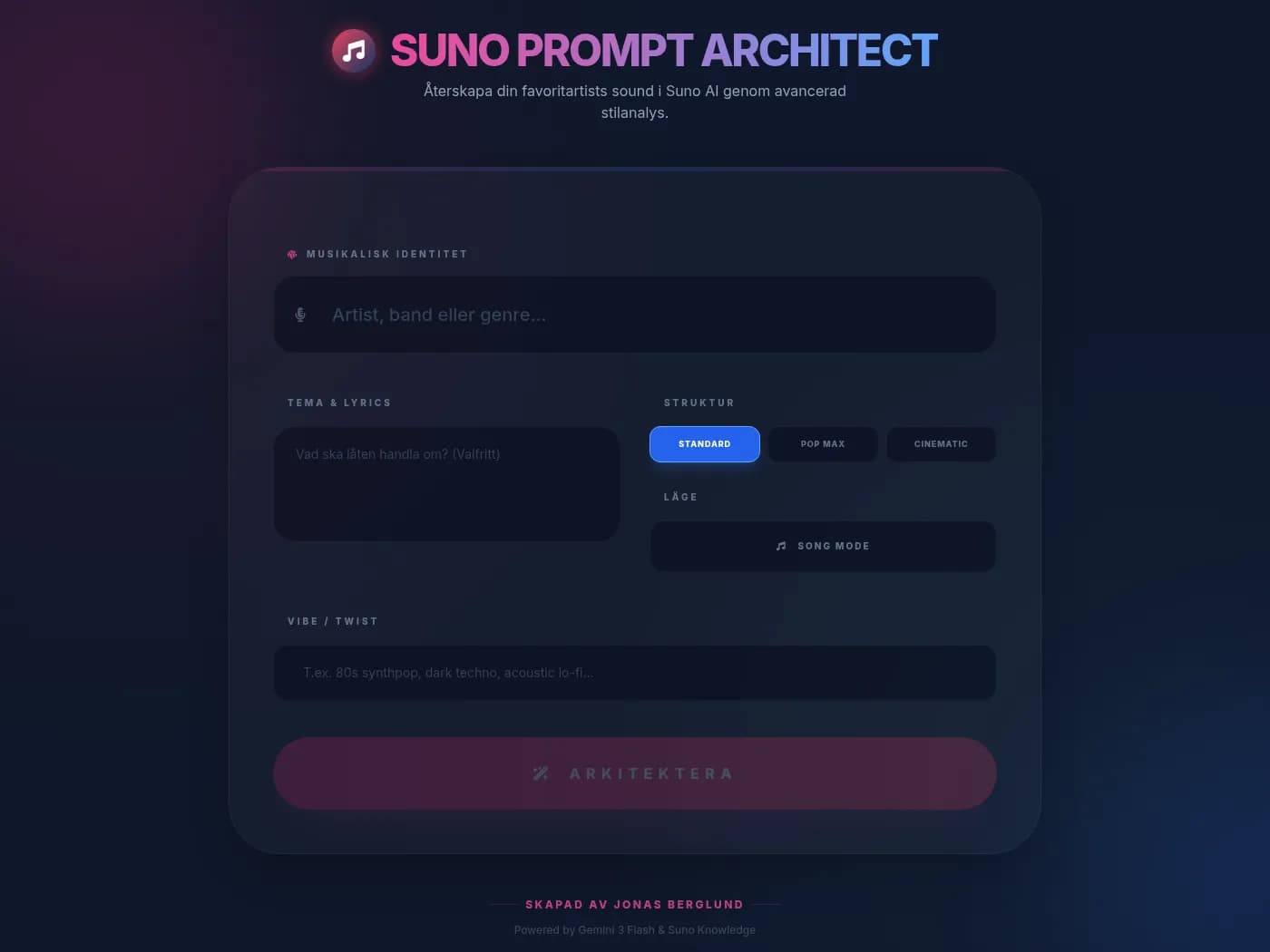 Suno Prompt Architect