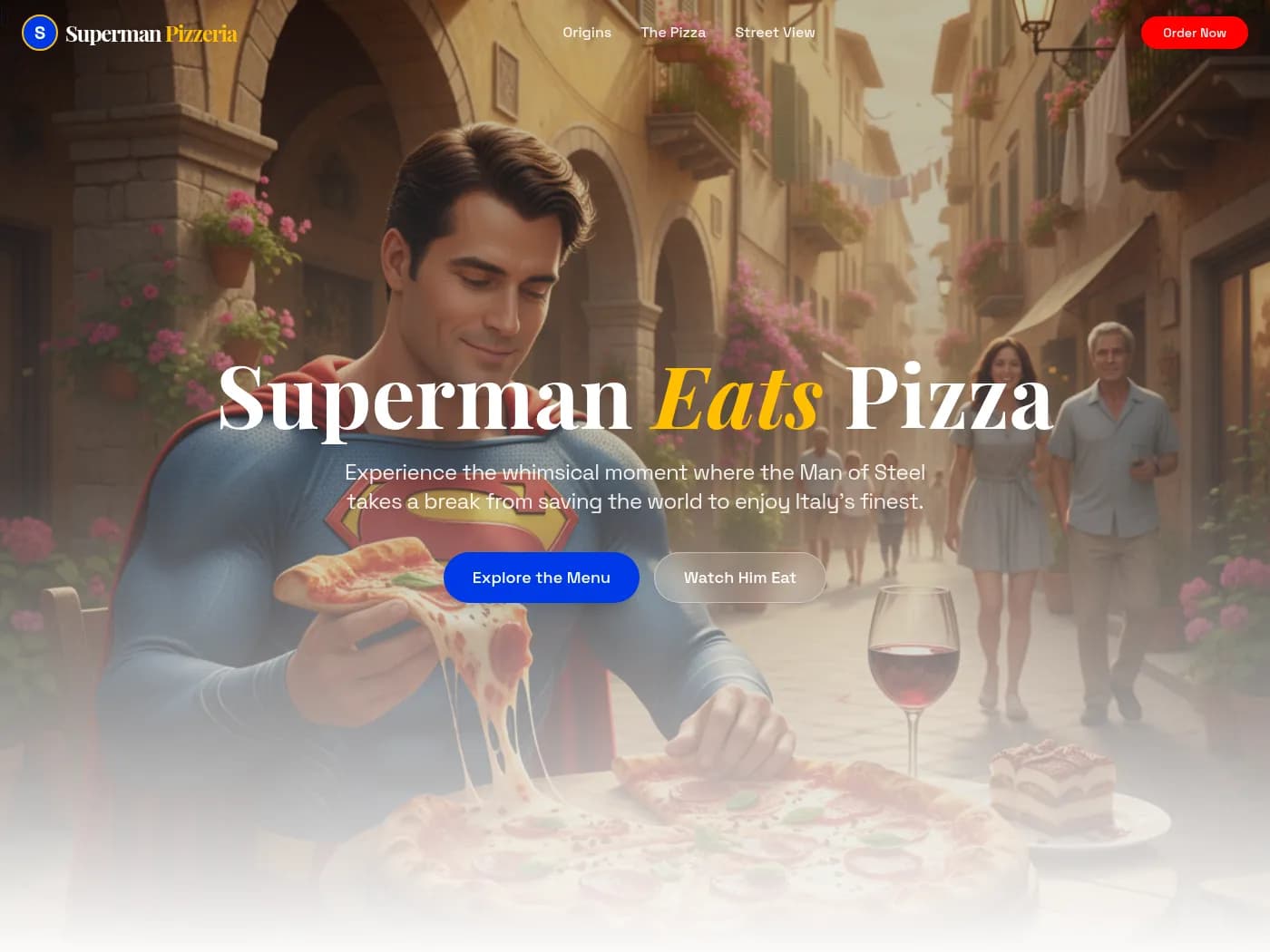 Superman Eats Pizza