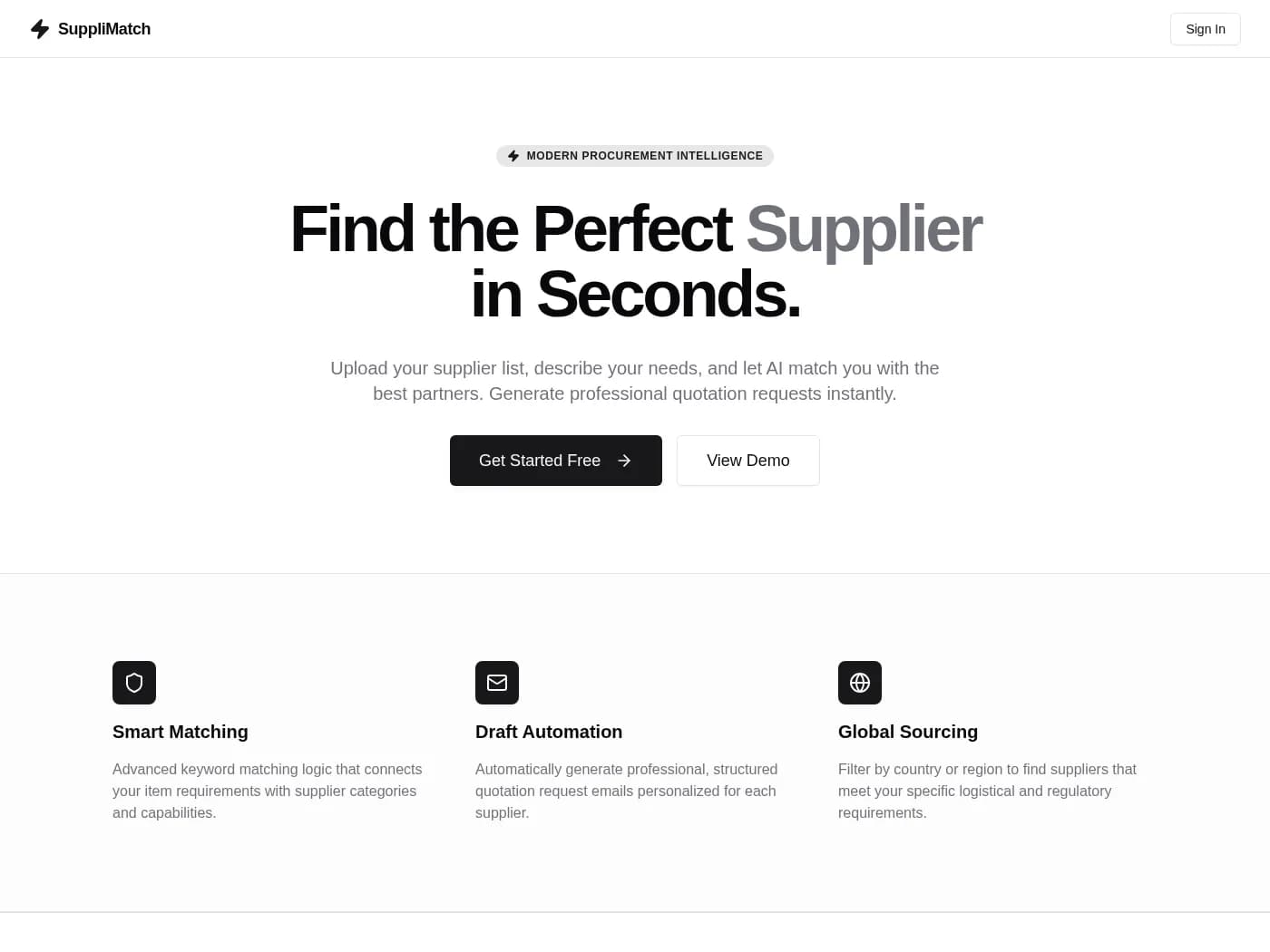 Supplier Match & Emailer