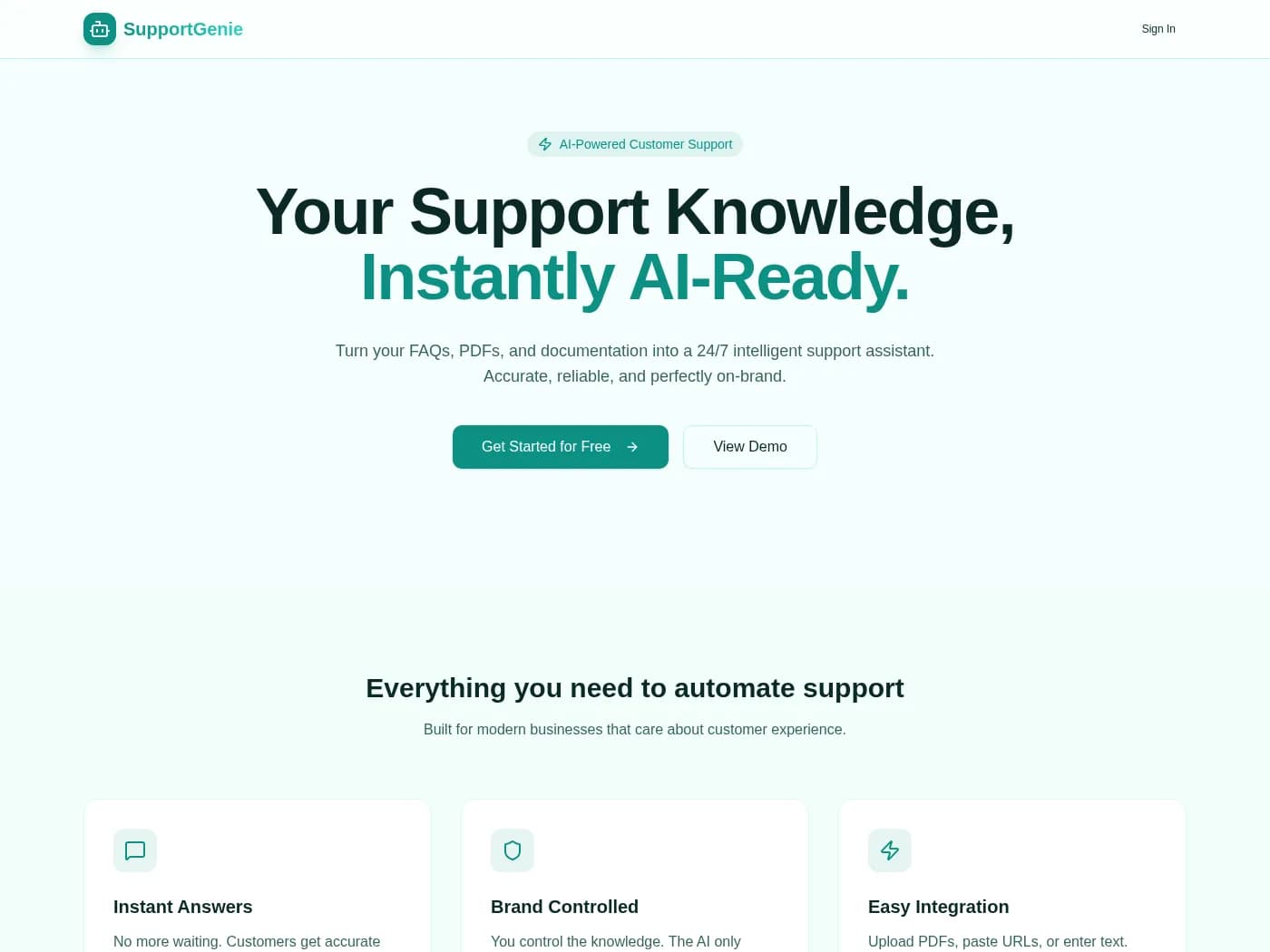 SupportGenie Chatbot