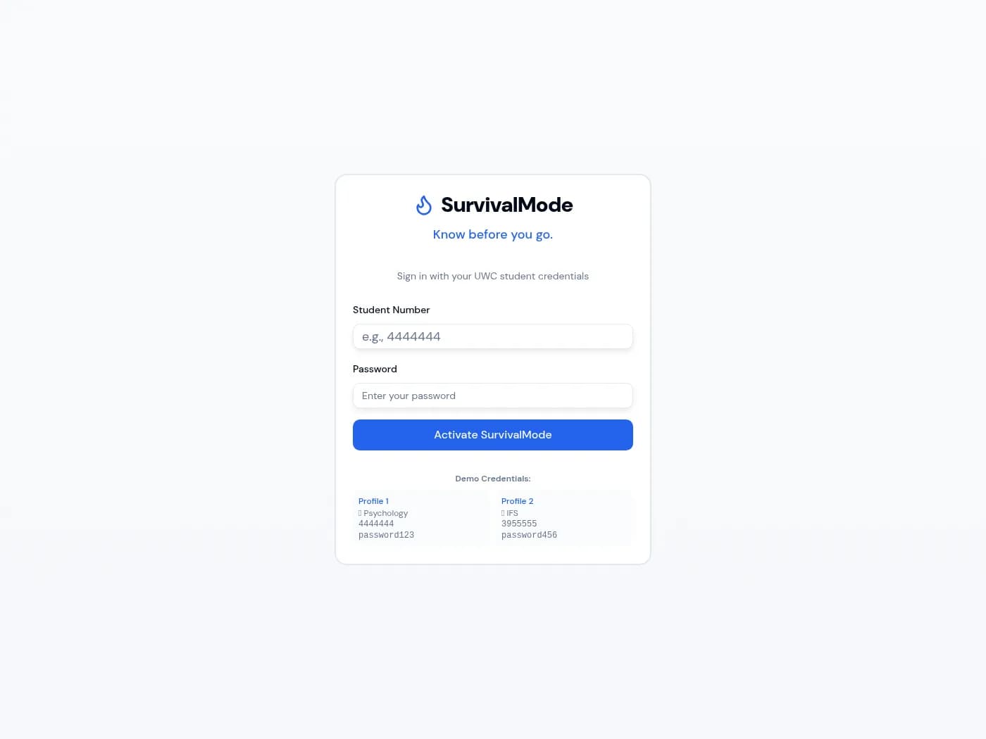 SurvivalMode Student Portal