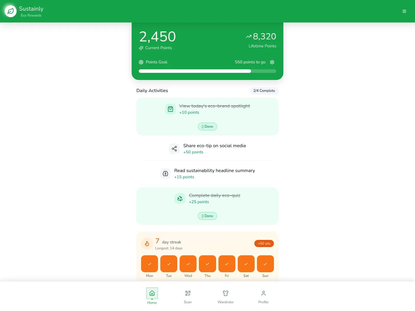 Sustainly Eco Rewards