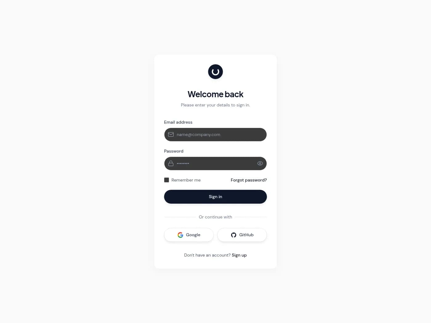 SwiftLogin Page