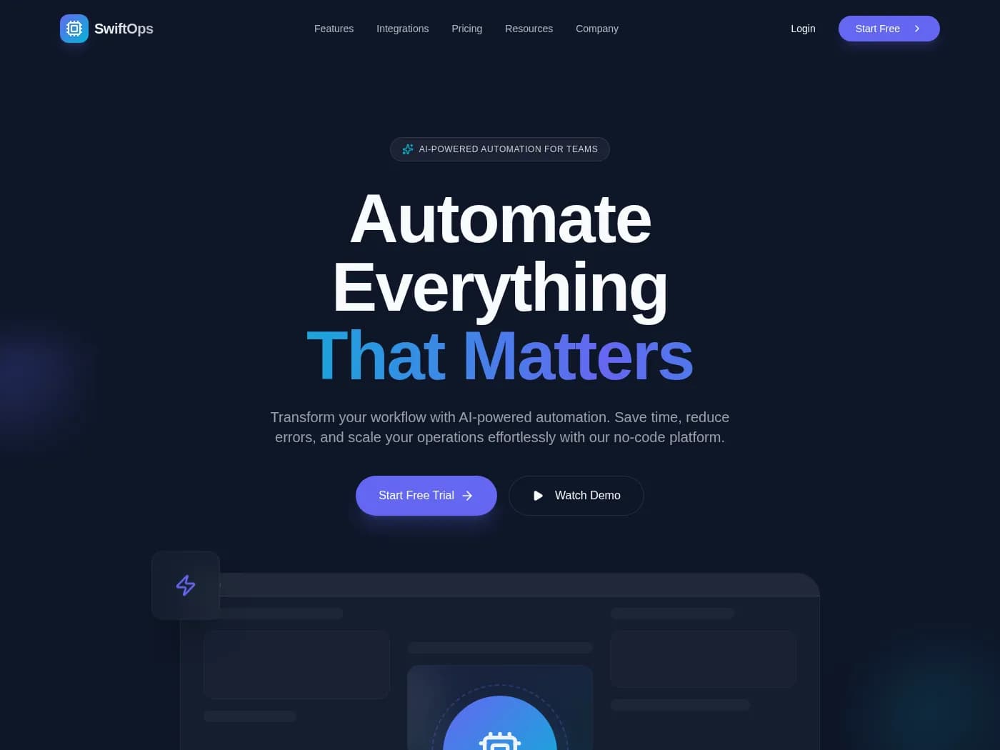 SwiftOps Automation Landing