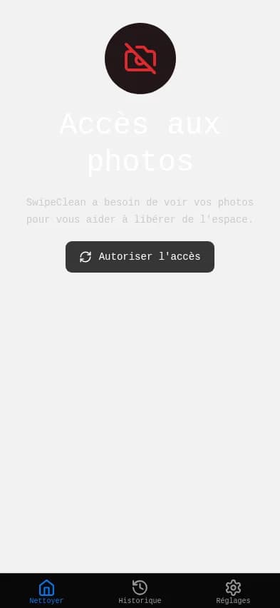 SwipeClean Photo App