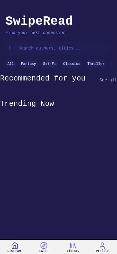 SwipeRead Discovery App