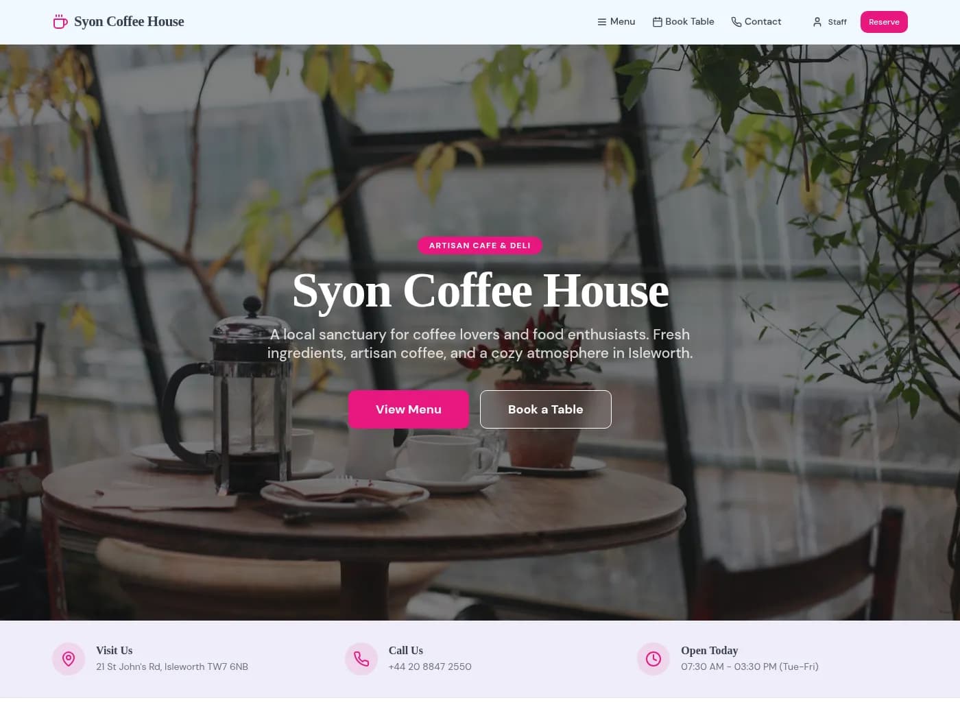 Syon Coffee House Website