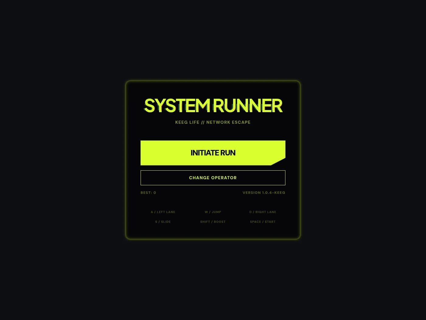 System Runner: Keeg Life