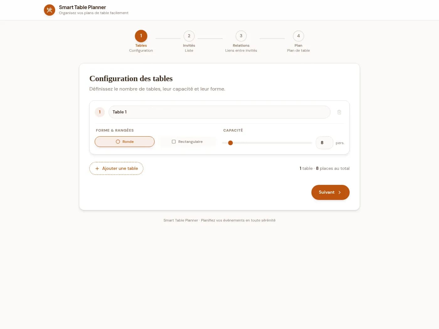 Smart Table Planner