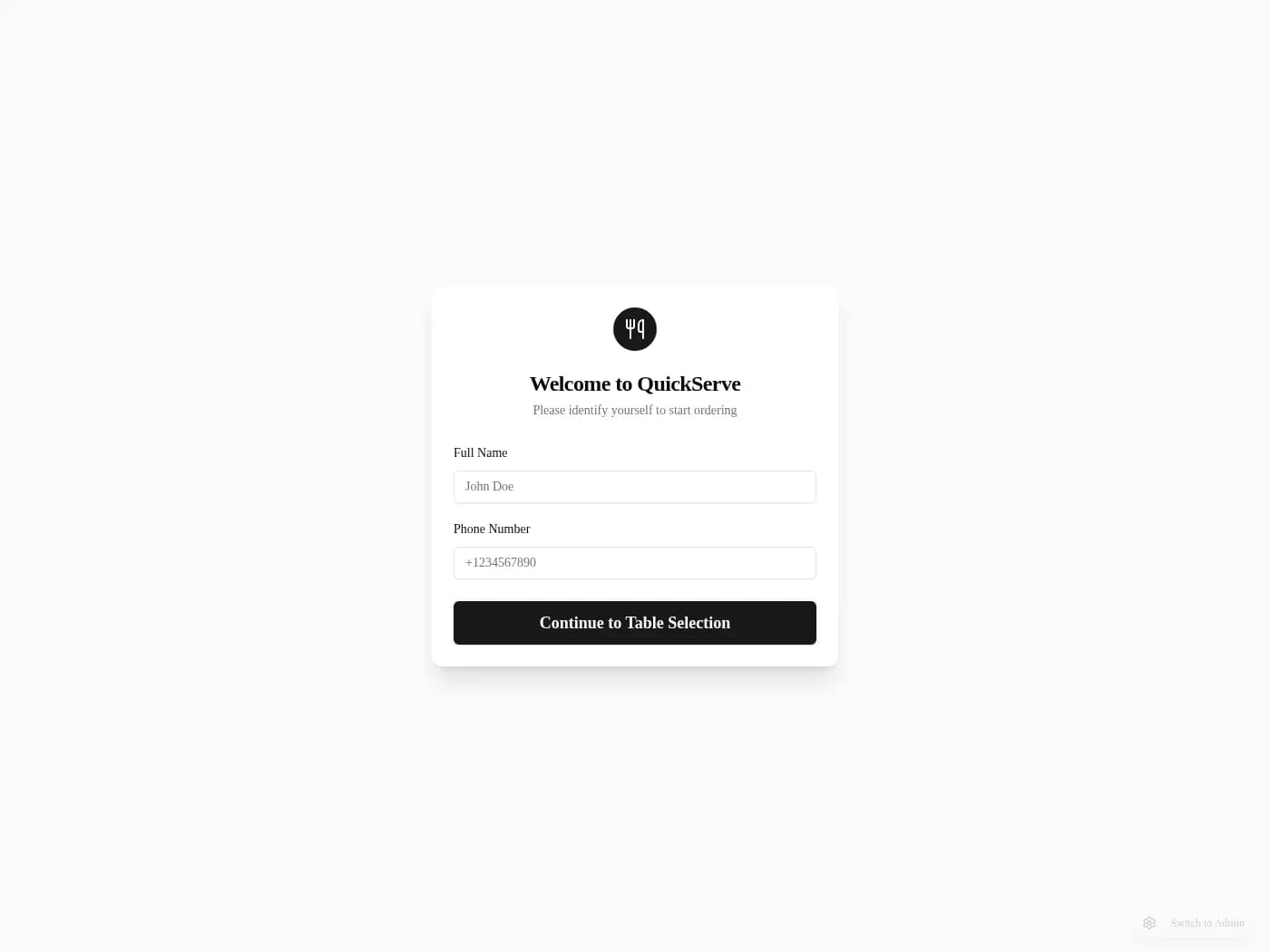 QuickServe Table App