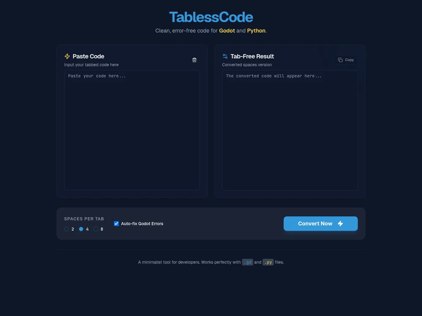 Tabless Code Converter