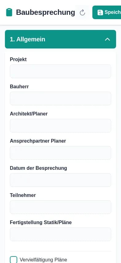 Ausfüllbare Tablet Anwendung