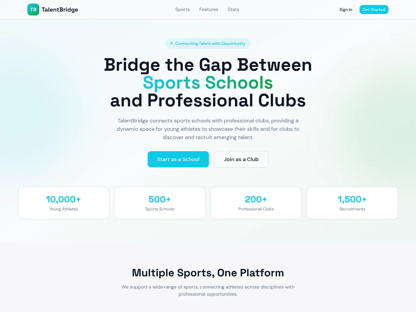 TalentBridge Sports Platform