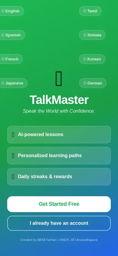 TalkMaster AI Language App