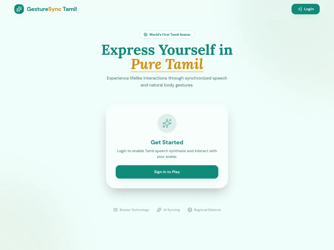GestureSync Tamil Avatar
