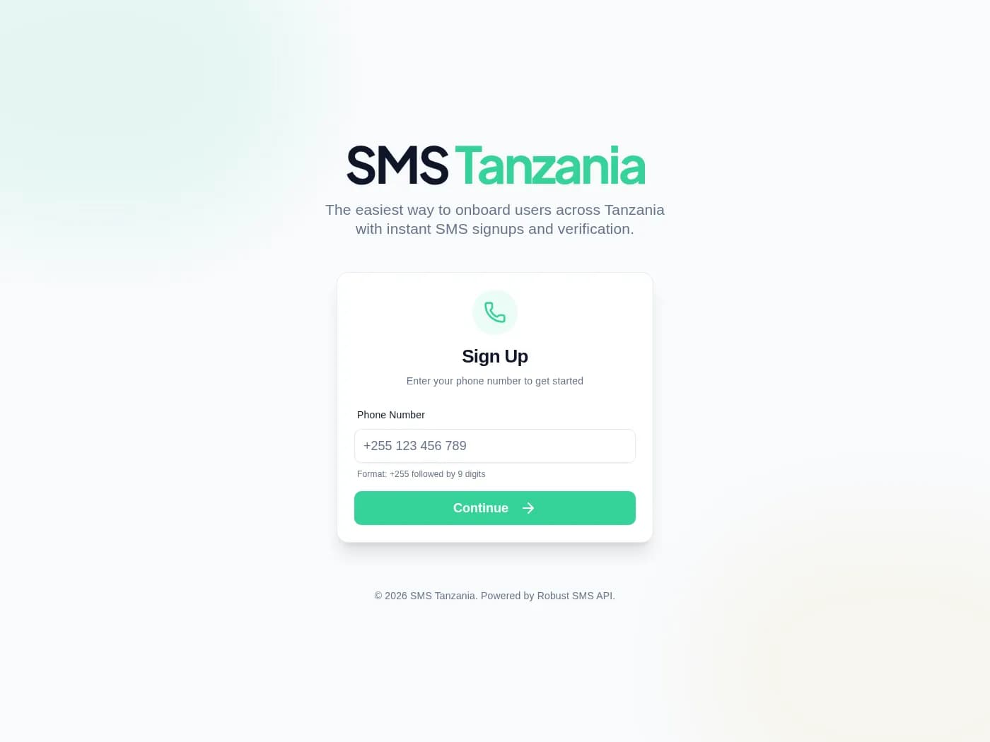 Tanzania SMS Signup