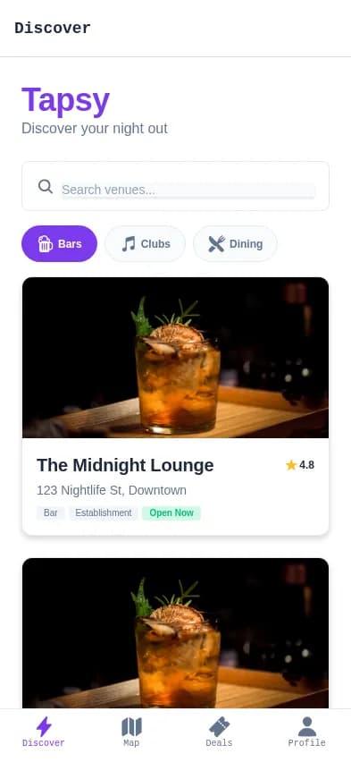 Tapsy: Nightlife Locator