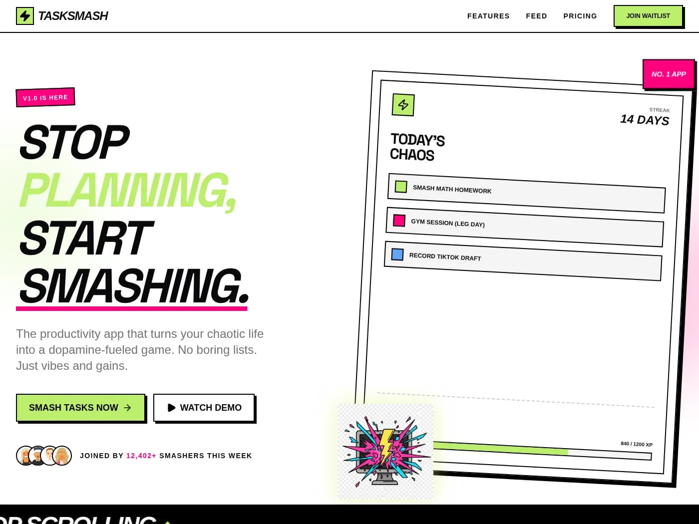 TaskSmash Landing Page