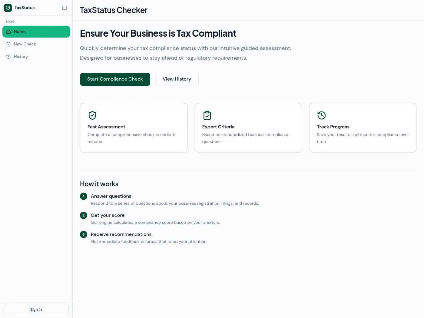 TaxStatus Checker