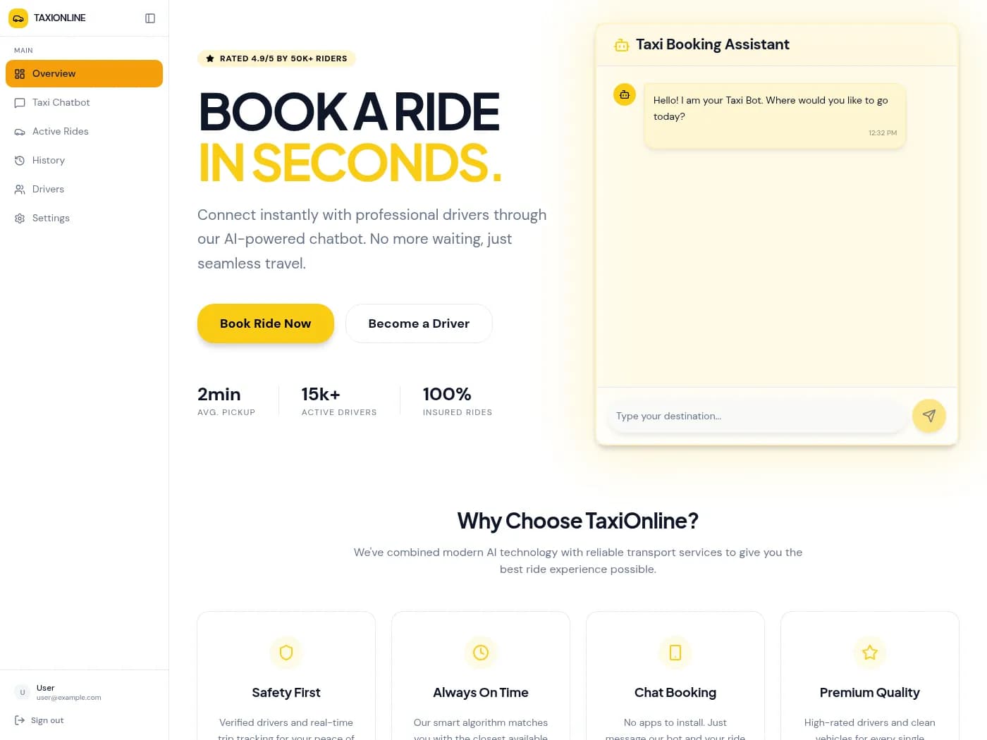 Taxi Chatbot Online